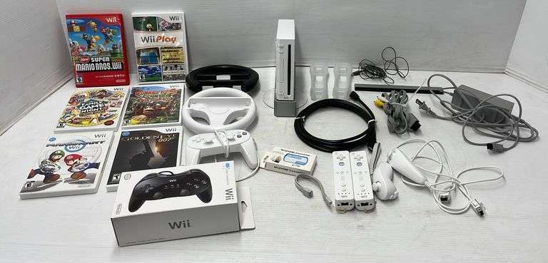 Nintendo Wii video game console, model no. RVL-001, includes all ...