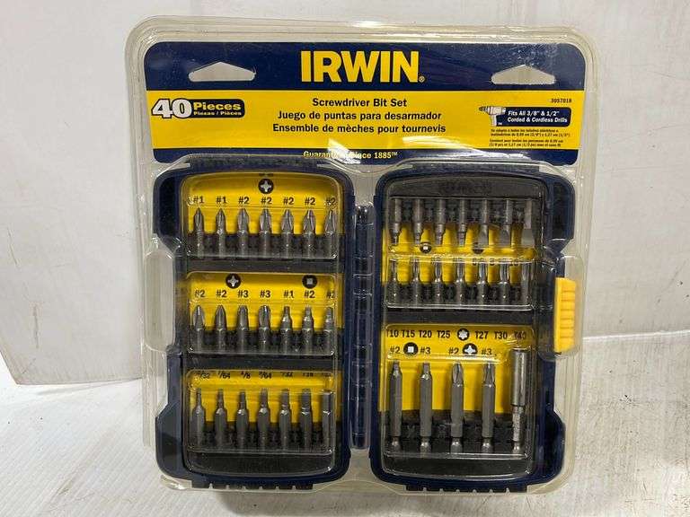 Irwin 40-piece screwdriver set, new; (3) Easy outs, and (1) Unibit step ...