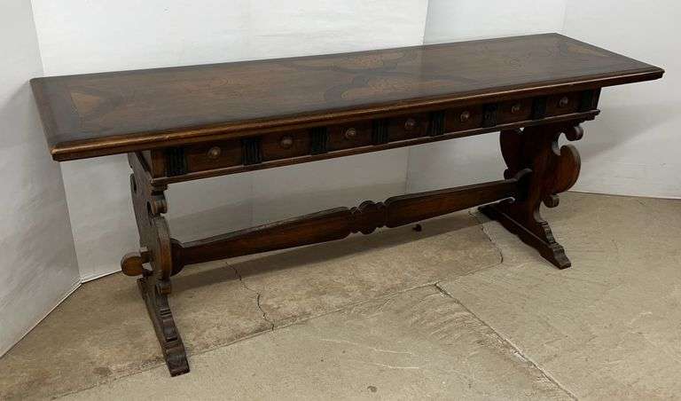 Long display table, 72"W x 20"D x 28"H, has a big scratch, otherwise ...