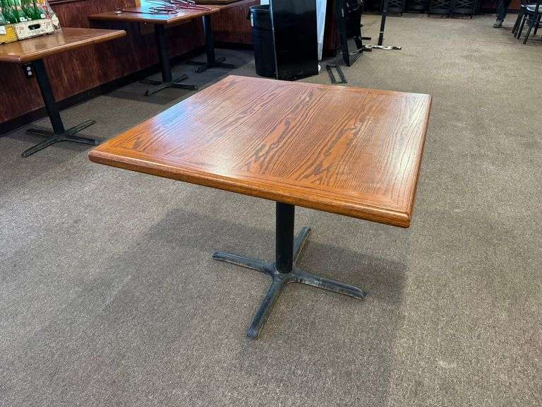 (4) Square solid oak table tops, 35 1/2" x 35 1/2" x 29 1/2"H, comes ...