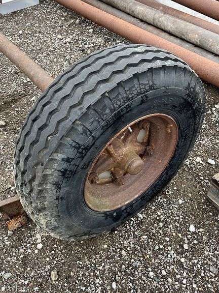 Trailer axle and wheels, great for a trailer build project, 3" tube ...