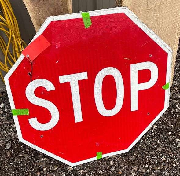 (3) Stop signs, 3' x 3' - Albrecht Auction Service
