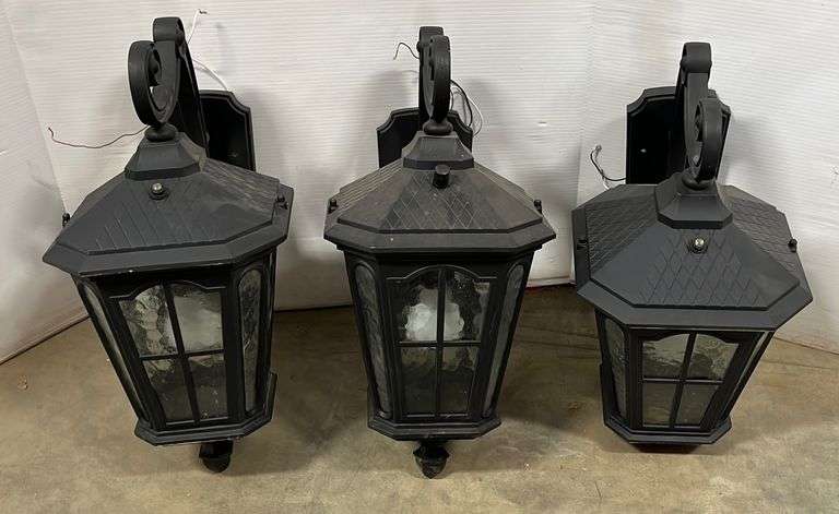 3-pieces of exterior Coach lights, 19"H - Albrecht Auction Service