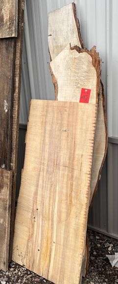 (3) Spalding maple slabs, live edge, rough sawn, includes: One- 10" to ...