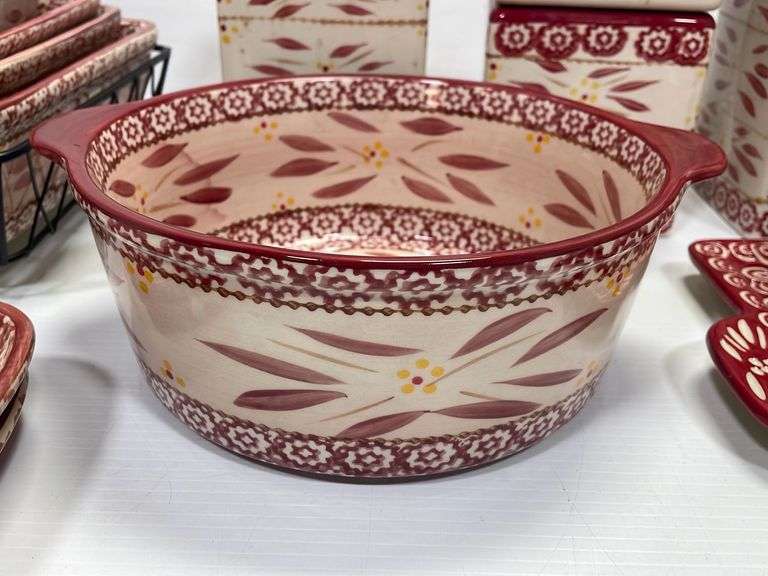 Temptations Old World cranberry set, includes: Plates, canisters, bowls ...