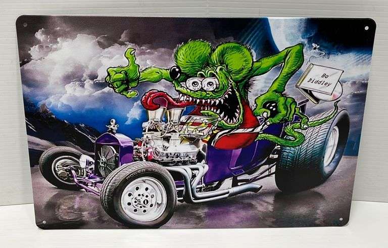 Rat Fink Powder modern metal sign, 12"W x 8"H - Albrecht Auction Service