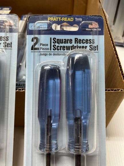 (11) Pratt-Read 2-piece square recess screwdriver sets, No. 1 and No. 2 ...