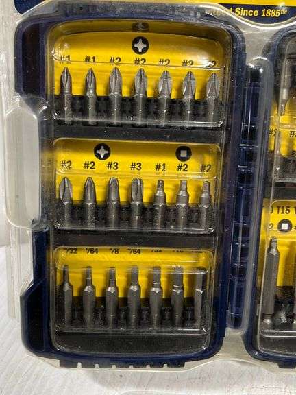 Irwin 40-piece screwdriver set, new; (3) Easy outs, and (1) Unibit step ...