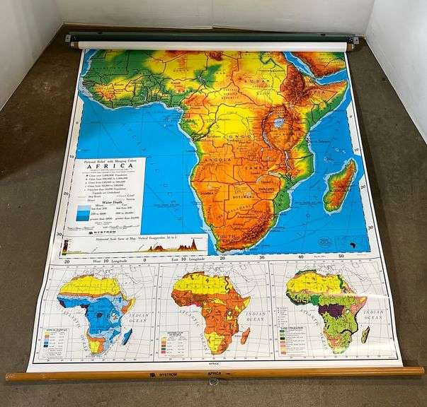 Nystrom roll-up map of Africa, 46"W - Albrecht Auction Service