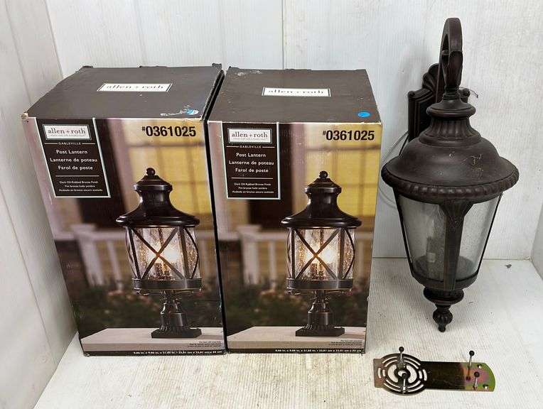 Allen and Roth 3-piece traditional outdoor lantern light post, new ...