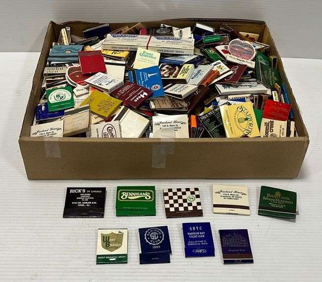 Older match book collection, 15 1/2" x 12 1/2" x 3 1/2" - Albrecht ...