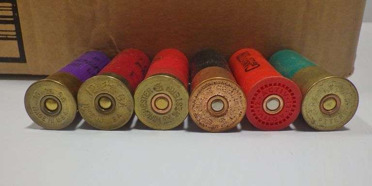 (87) Plastic 12/16/20-gauge shotgun shells, various brands/colors, some ...