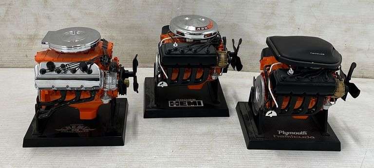 (3) Assembled diecast 426 Hemi engine models, up to 6 1/4"H - Albrecht ...