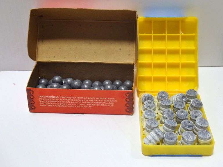 Various lead based musket balls in an ammo box, and (20) Cast .50 cal ...