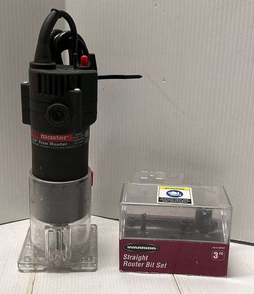 Drill Master 1/4" trim router, like new; Warrior straight router bits ...