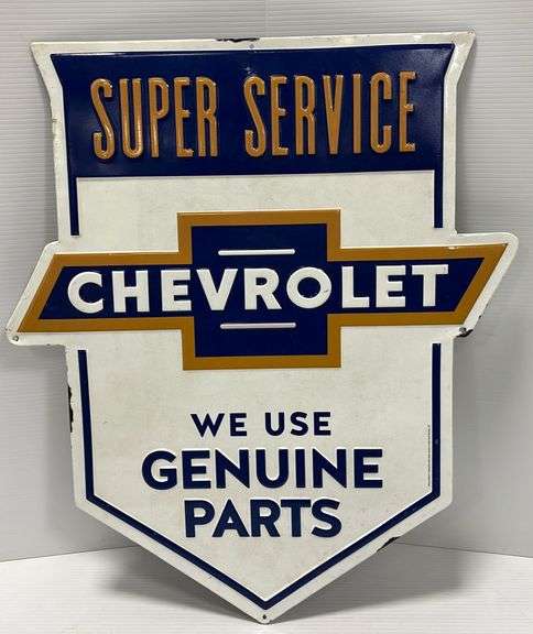 Thick metal open road reproduction GM Official sign, "Super Service ...