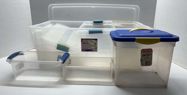 Multiple storage containers, up to 110-quart, used - Albrecht Auction ...