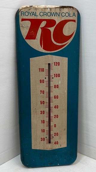 Older metal RC Royal Crown Cola thermometer, 9 1/2"W x 25 1/2"H, used ...