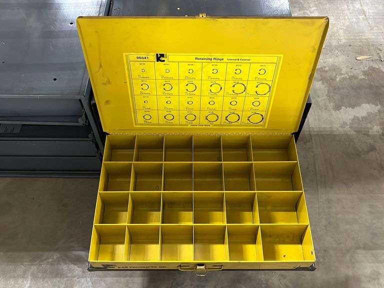 (2) Metal parts bins, 4-drawer cabinets, missing one drawer, one- 20"W ...