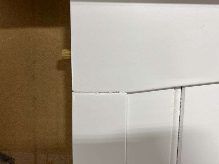 Nantucket queen headboard, damaged box/retaped, white, has power source ...