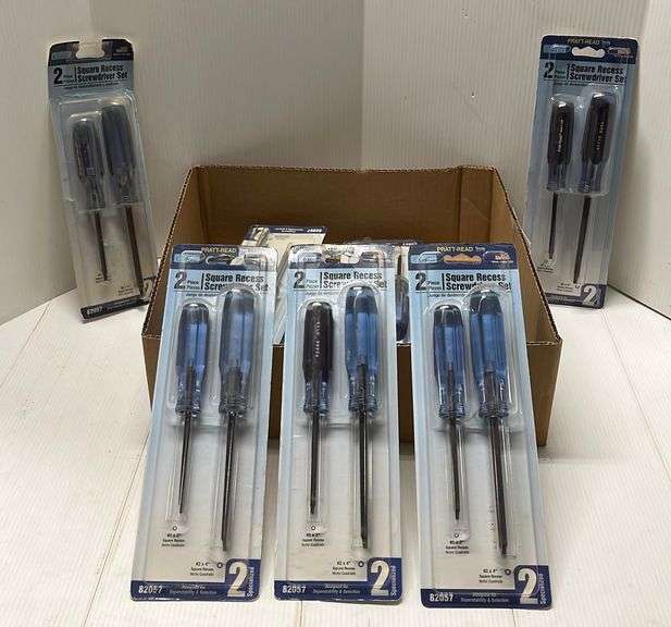 (11) Pratt-Read 2-piece square recess screwdriver sets, No. 1 and No. 2 ...