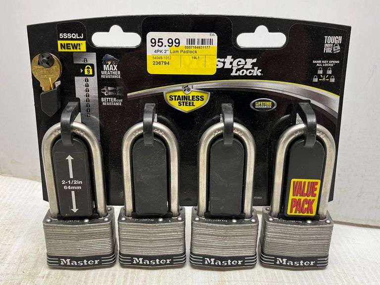 (2) Four-piece Master Lock sets with keys, new - Albrecht Auction Service