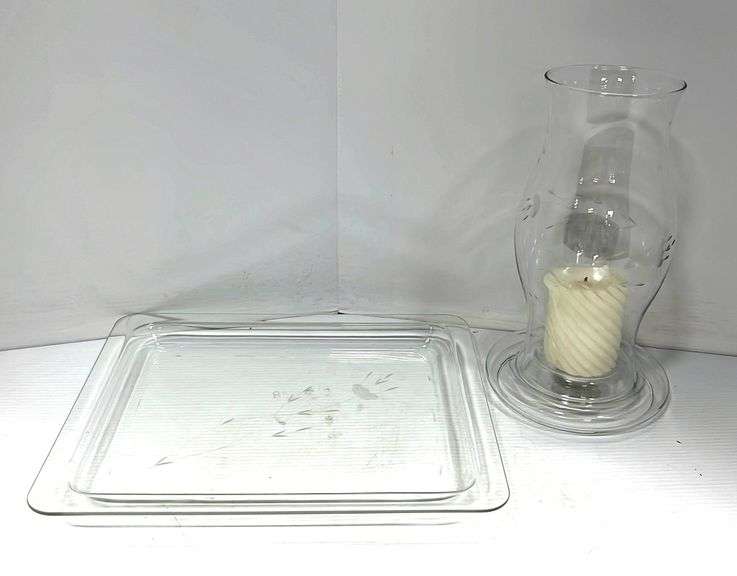 Princess House crystal heritage pattern dishes, include: Tray, 12" x 10 ...