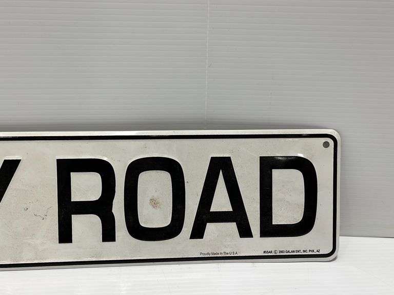 "Abbey Road" modern metal sign, 24" x 5" - Albrecht Auction Service