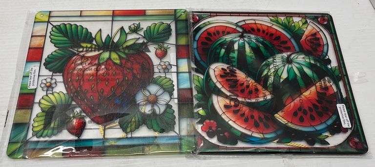 (2) Sun catchers, summer strawberry and watermelon acrylic suncatchers ...
