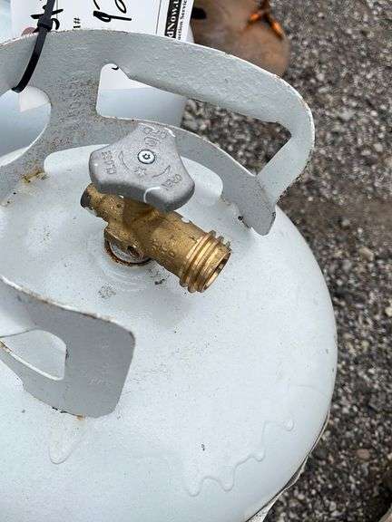 (2) Empty propane tanks, 20 lbs. each, used - Albrecht Auction Service