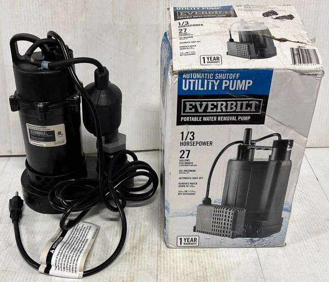 Everbilt auto shut-off utility pump, 1/3 HP power pump moves up to 27 ...