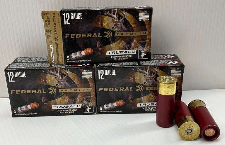 (5) Boxes of five- 25-rounds of Federal 12-gauge 1 oz. slugs for rifle ...