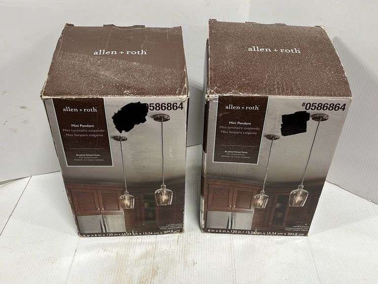 (2) Allen & Roth pendant lights, NIB - Albrecht Auction Service