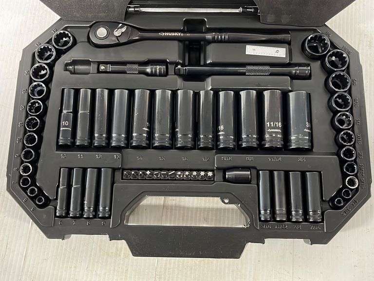 Husky 60-piece mechanics tool set in black oxide finish, universal ...