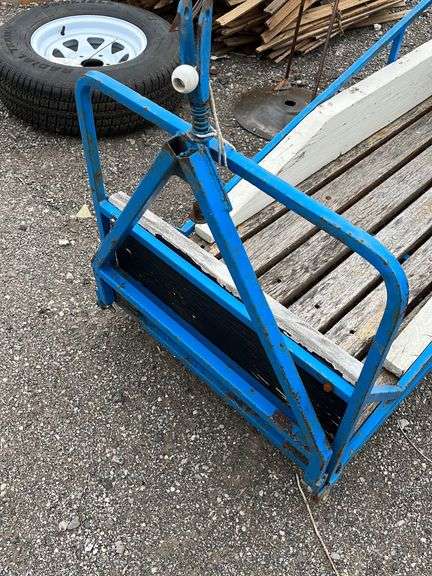 Blue steel metal bobsled, 25"W x 72"L, good for pulling behind ...