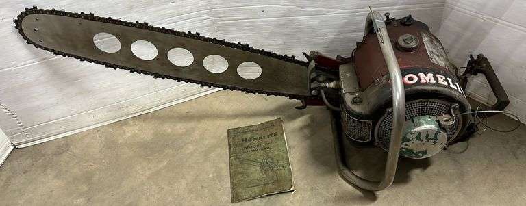 Antique Homelite chainsaw with original manual, model no 20MCS, needs ...