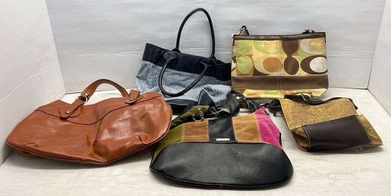(5) Purses, include: Coach, older, 15"W x 11"H, no rips, some wear ...