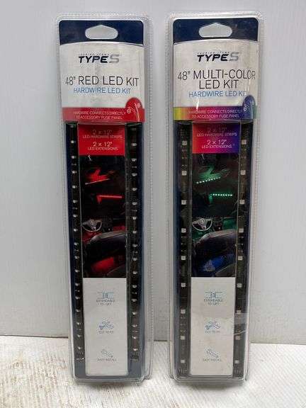 (2) 48" Hardwire LED light strip kit, includes: 1- Red kit, and 1- Multi-color kit, each ...
