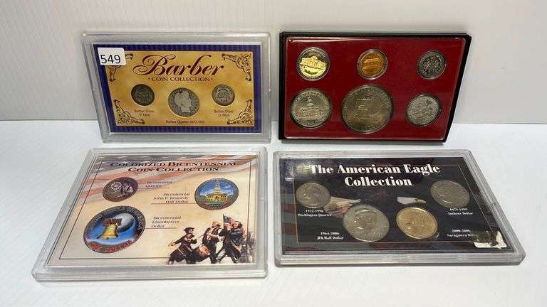 Proof Set, UNC; Colorized Coin Collection; Barber silver coin ...