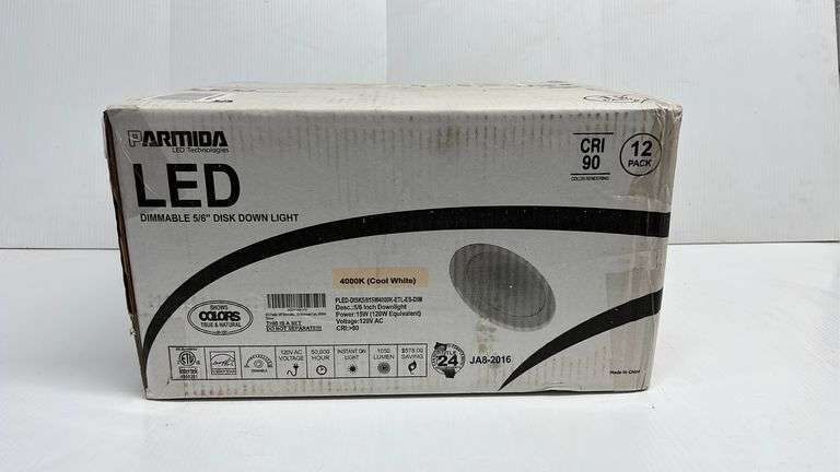 (12) LED disk lights, 5/6" 1050 lumens, 4000K cool white, 120V, for 4 ...