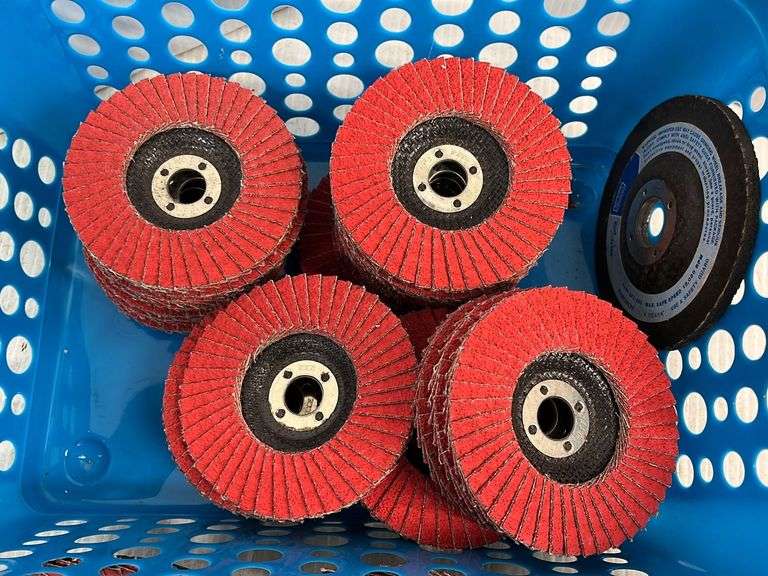 Flap disc, includes: (27) Weiler tiger 4" disc, (7) CGW metal 4", (2) Germany, new - Albrecht ...