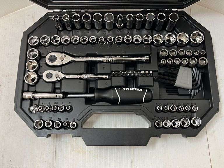 Husky 94-piece mechanics tool set, 1/4" and 3/8" drive, 1/4" bit driver ...