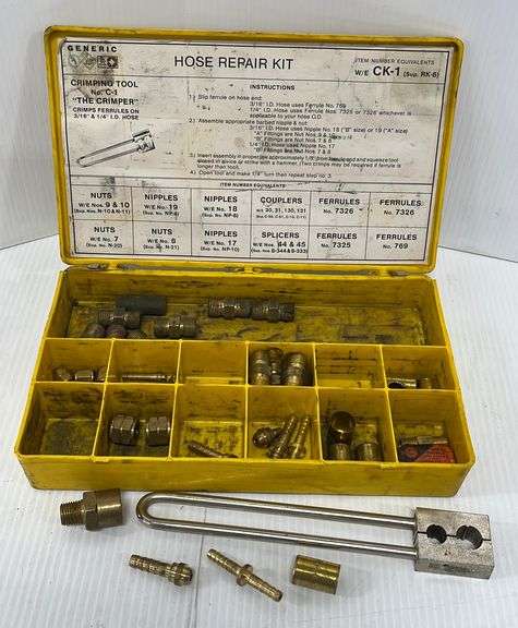 Hydraulic hose repair kit with crimper and fittings - Albrecht Auction ...
