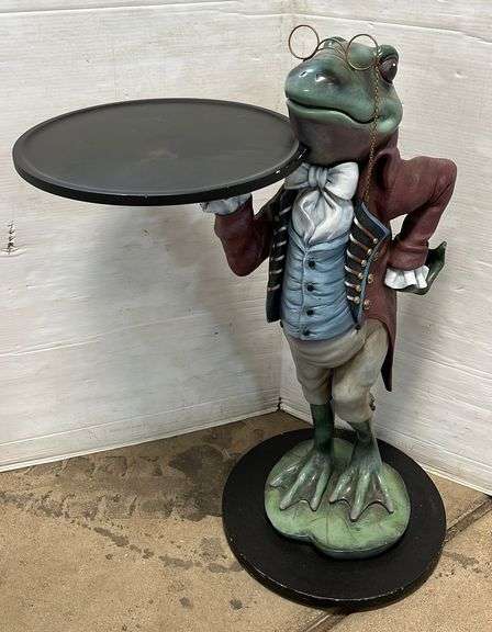 Large frog butler end table with drink tray, approx. 33" to 34"H very ...