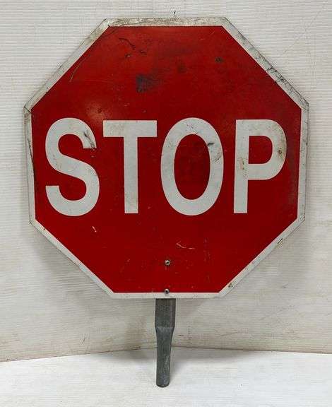 Two sided "Stop/Slow" sign with handle for school crosswalk guard, 18 ...