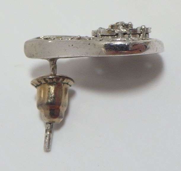 Sterling silver earrings with small diamond accents, light patina ...