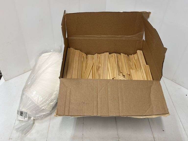 Large box of paint mix sticks, and 1000-Pack of PPG paint filters, new ...