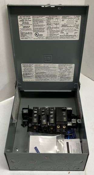 Square-D breaker box with (3) 15 AMP and (1) 30 AMP breakers, 9" x 12"H ...