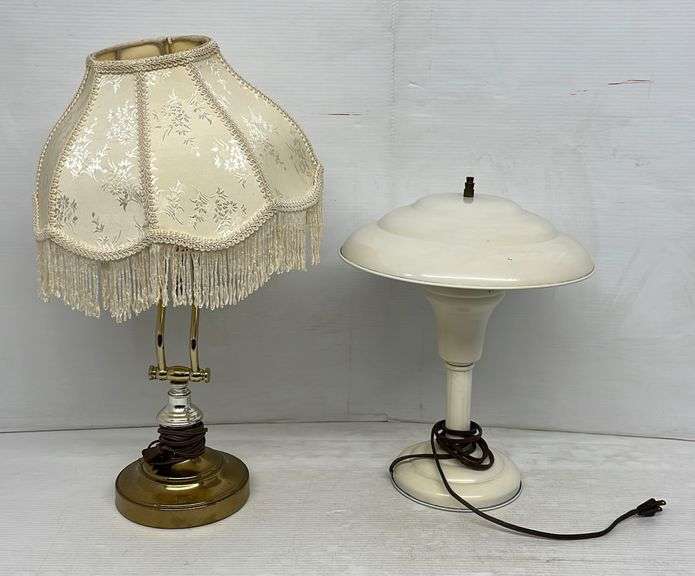 (2) Decorative lamps, includes: 1- Art Deco metal lamp and 1- Brass ...