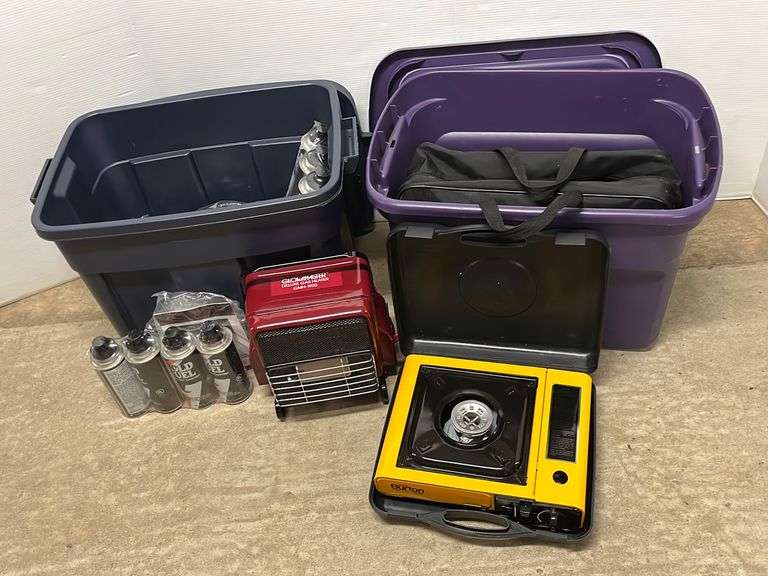 Burton Max Pack butane camping stove and lantern with case and (2) cans ...